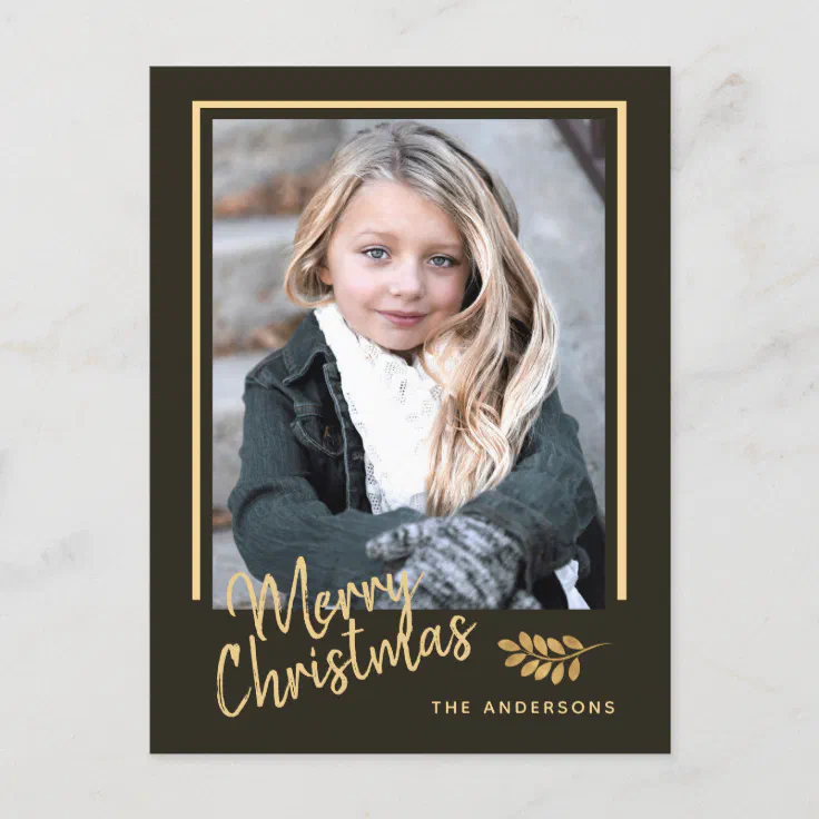 Elegant and Rustic Christmas Photo Postcard | Zazzle