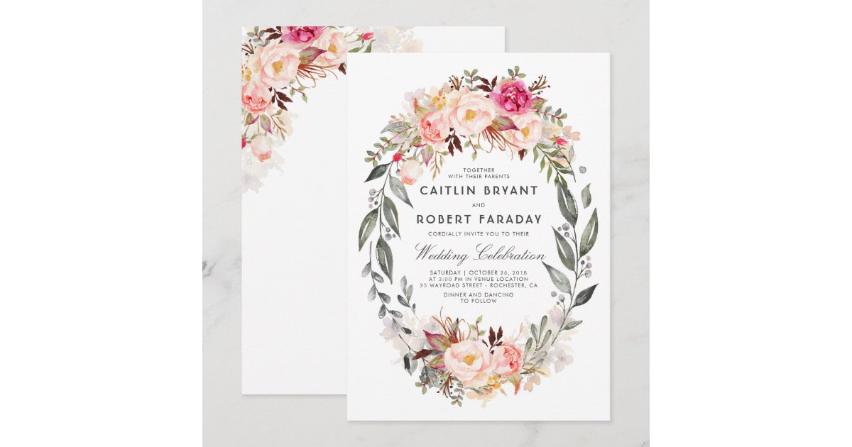 Elegant and Rustic Floral Wedding Invitation | Zazzle