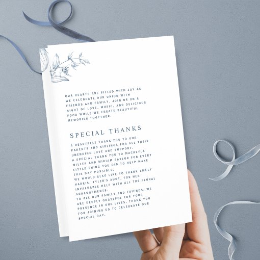 Elegant and Simple, Blue Wedding Program | Zazzle