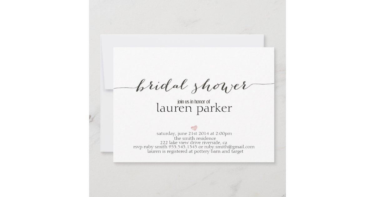 Elegant and Simple Bridal Shower Invitation | Zazzle