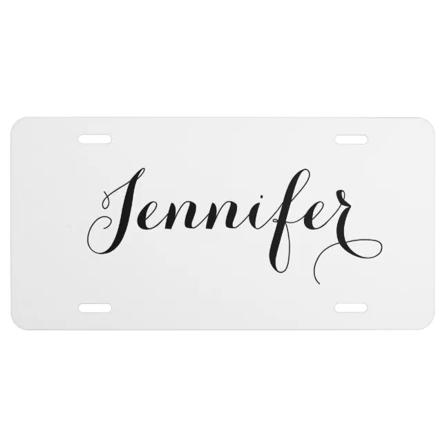 Elegant And Simple, DIY Black Script Name License Plate | Zazzle