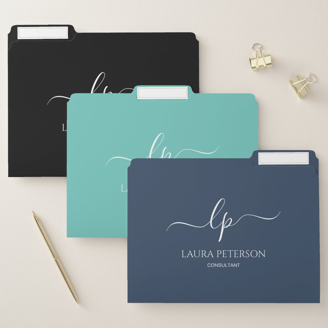 Elegant and simple handwritten script calligraphy file folder | Zazzle
