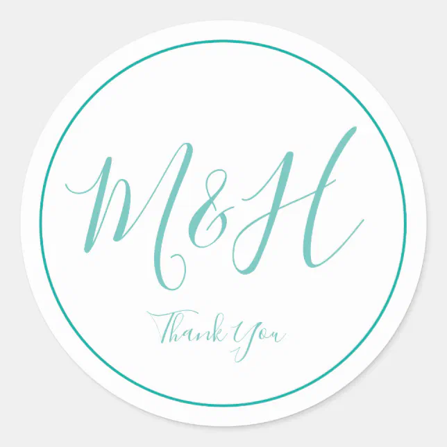 Elegant and Simple Monogram Thank You Stickers | Zazzle