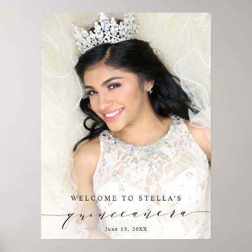 Elegant and Simple Quinceañera Welcome Photo Sign | Zazzle