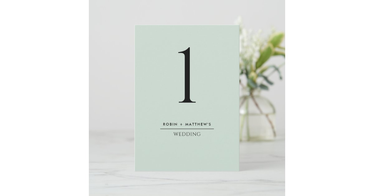 Elegant and Simple Sage Green Table Number | Zazzle