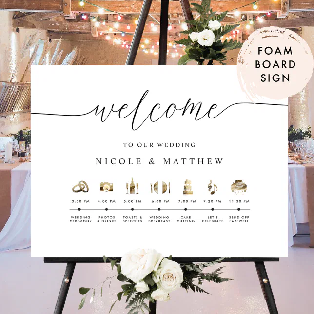 Elegant and Simple Wedding Order of Events Sign | Zazzle