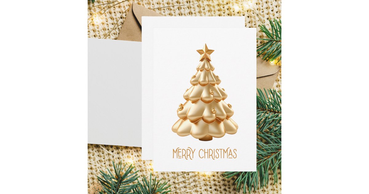 Elegant and Stylish Gold and White Christmas Tree Note Card | Zazzle