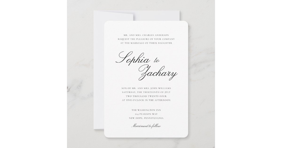 Elegant and Timeless Wedding Invitation | Zazzle
