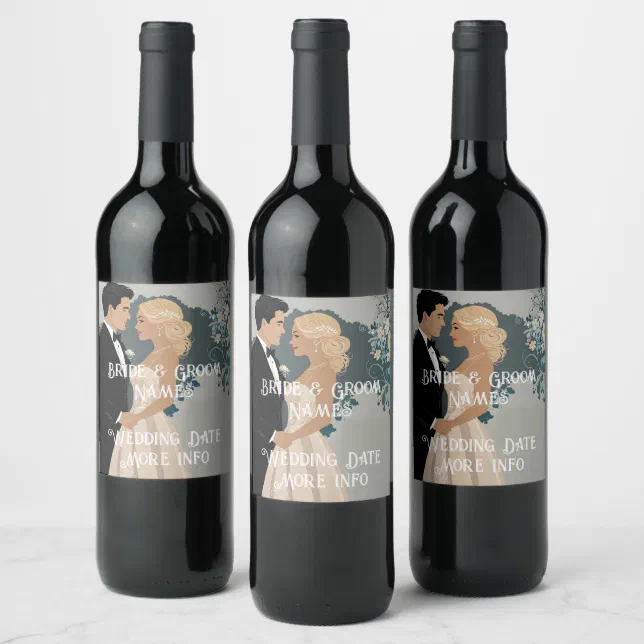 Elegant and Timeless Wedding Invitation Design Wine Label | Zazzle