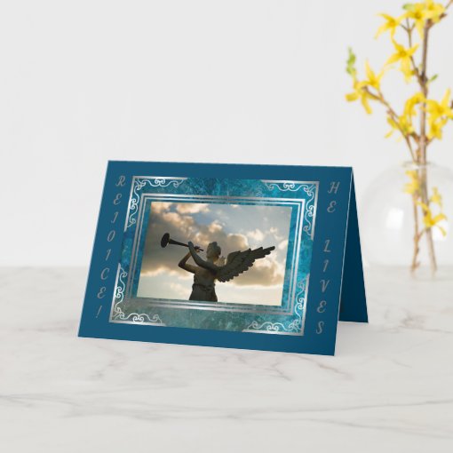 Elegant Angel With Trumpet Custom Easter Card | Zazzle