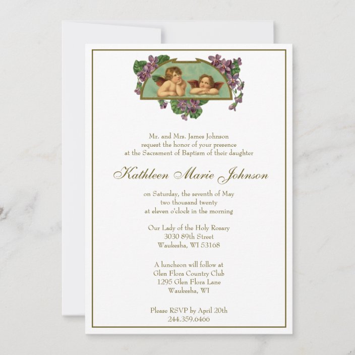 Elegant Angels Baptism Christening Floral Invitation | Zazzle.com