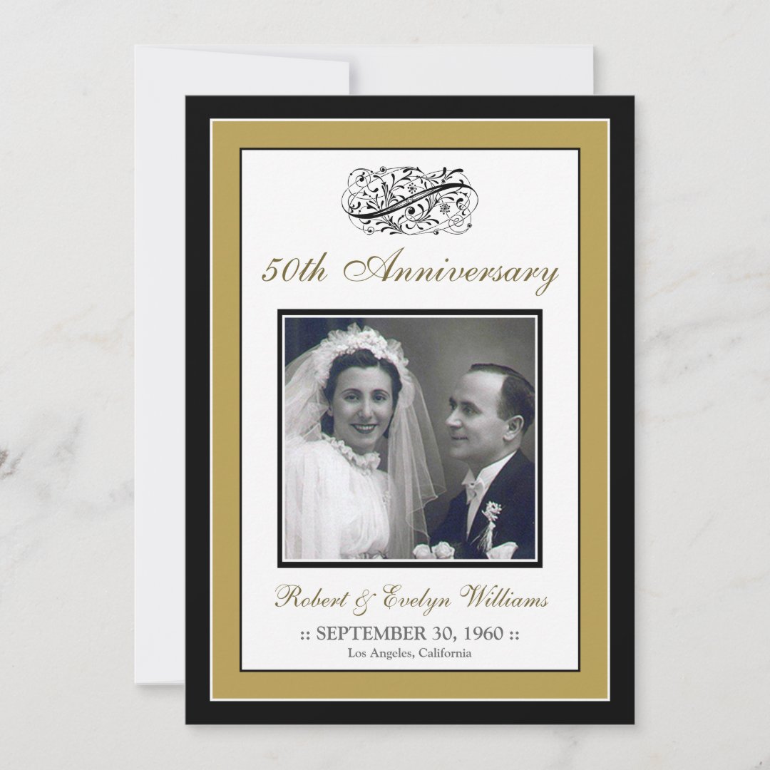 Elegant Anniversary Party Custom Invitation (gold) | Zazzle