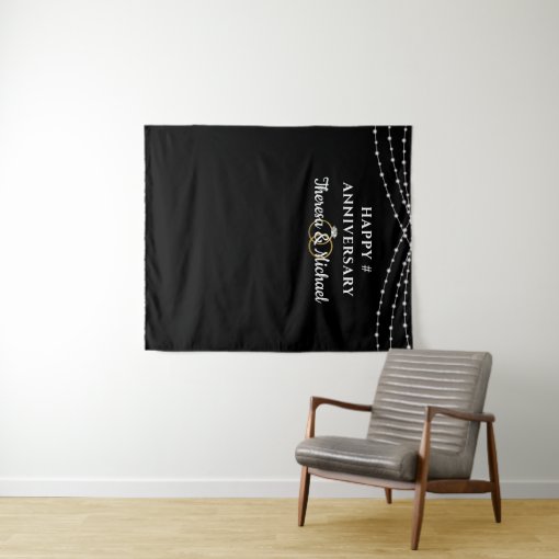 Elegant Anniversary Photo Op Backdrop Black | Zazzle