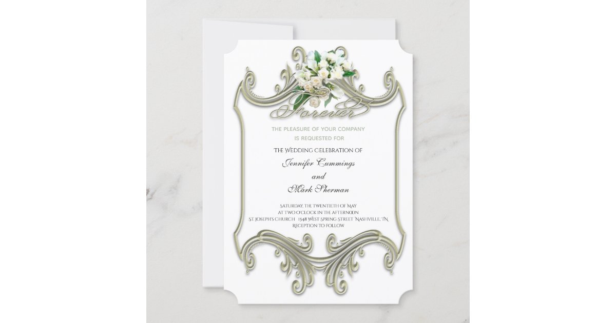 Elegant antique gold frame Wedding Invitation | Zazzle
