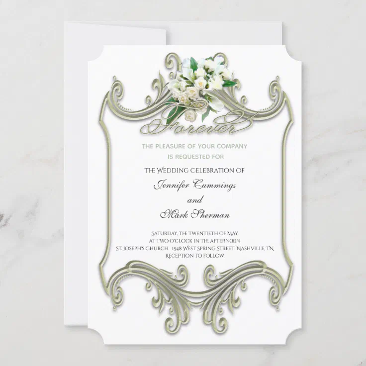 Elegant antique gold frame Wedding Invitation | Zazzle