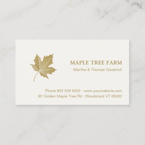 Elegant Antique Gold Maple Leaf Logo. Business Card | Zazzle