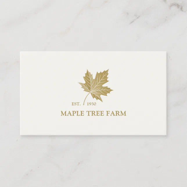 Elegant Antique Gold Maple Leaf Logo. Business Card | Zazzle