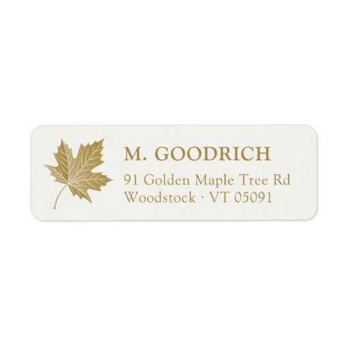 Elegant Antique Gold Maple Leaf. Return Address Label | Zazzle