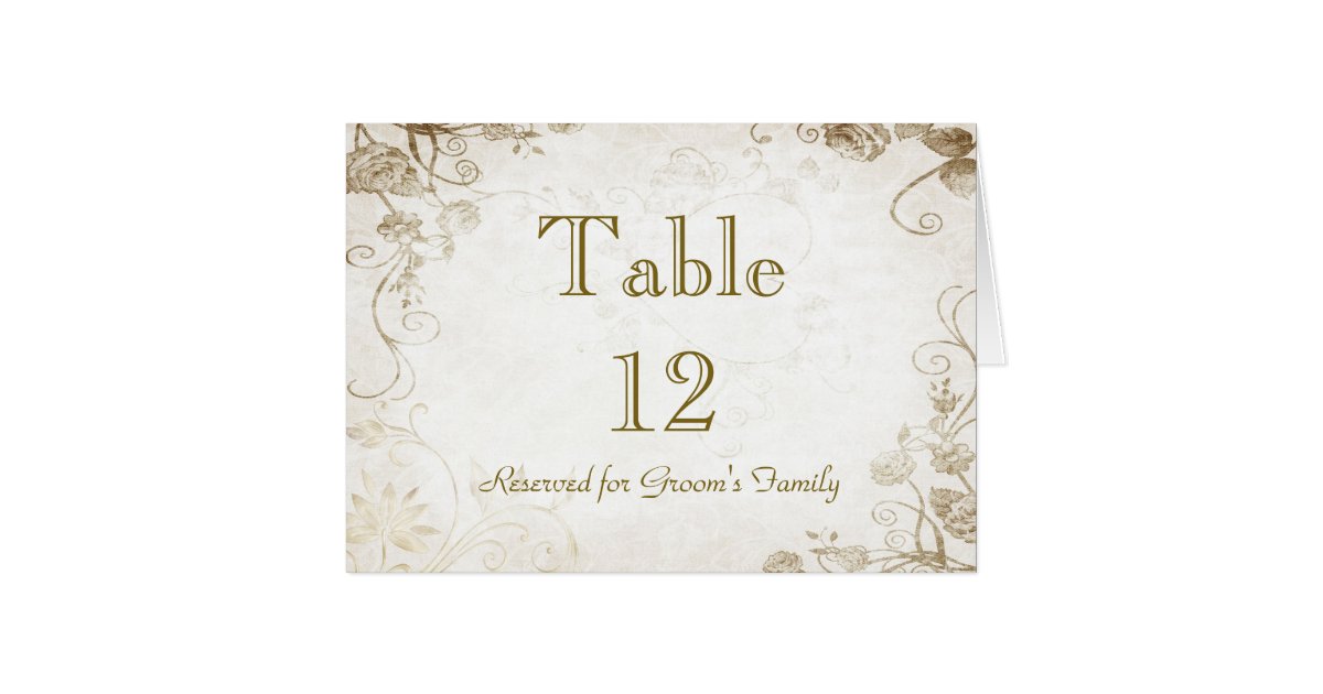 Elegant Antique Gold Table Seating Name Card | Zazzle