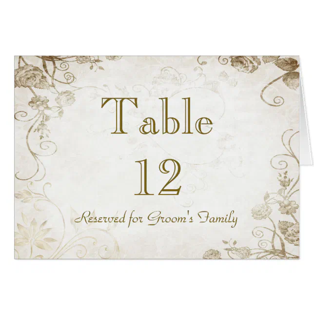Elegant Antique Gold Table Seating Name Card | Zazzle