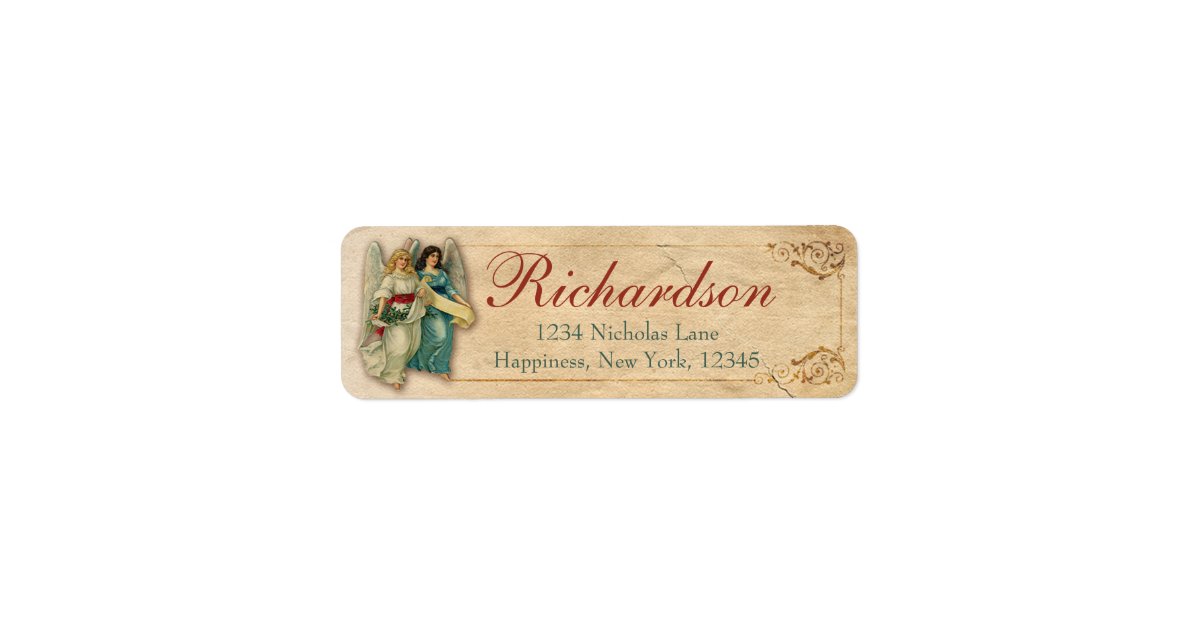 Elegant Antique Victorian Christmas Angels Rich Label | Zazzle