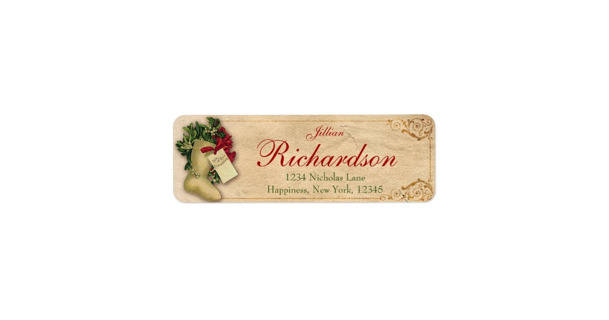 Elegant Antique Victorian Christmas Return Address Label | Zazzle