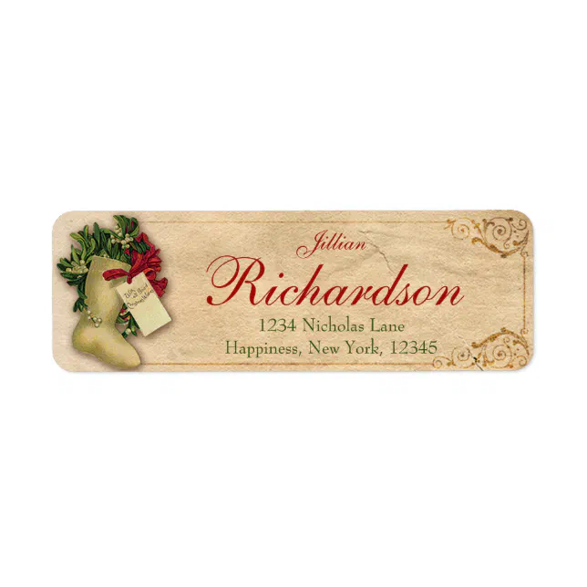 Elegant Antique Victorian Christmas Return Address Label | Zazzle
