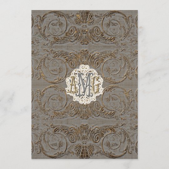 Elegant Antiqued Gold Baroque Custom Monogrammed Menu | Zazzle.com