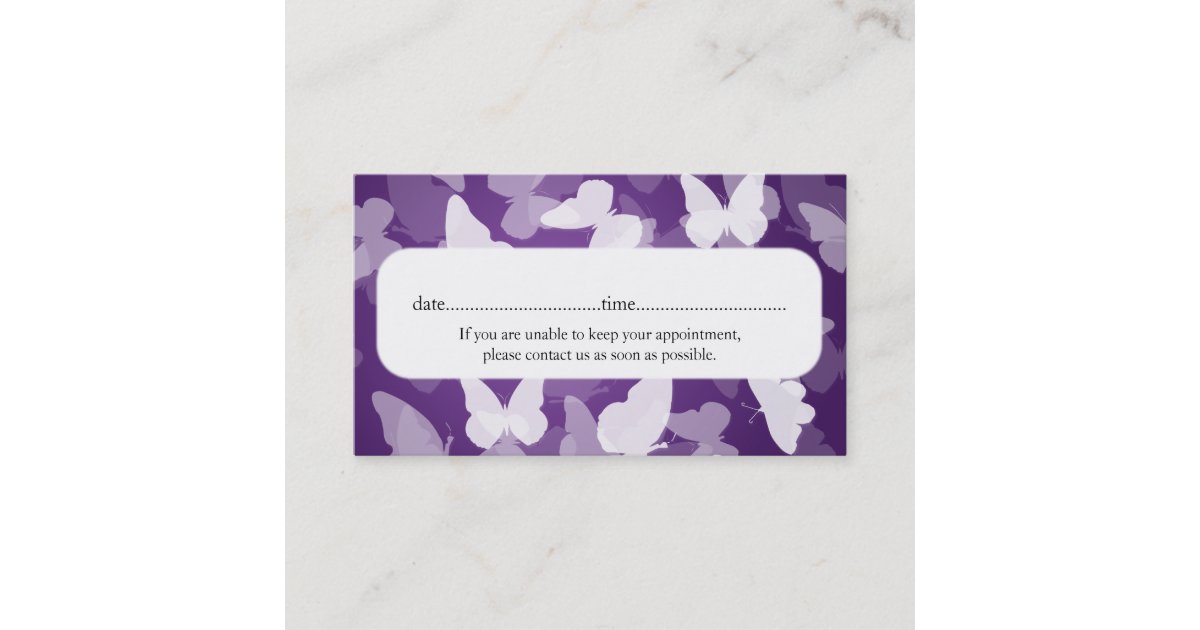 Elegant Appointment Card Butterflies Purple | Zazzle
