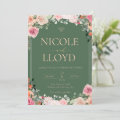 Elegant Apricot Green Wildflower Wedding Invitation | Zazzle