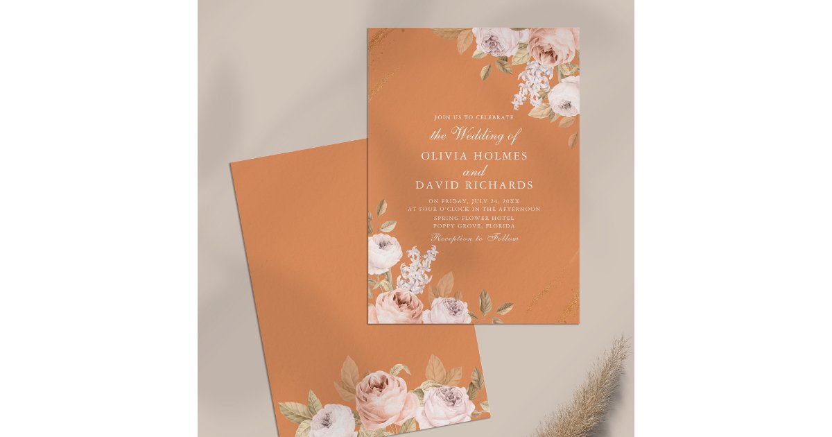 Elegant Apricot Peony Wedding Invitation | Zazzle