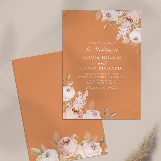 Elegant Apricot Peony Wedding Invitation | Zazzle