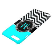 Elegant Aqua and Black Chevron Monogrammed iPhone Case | Zazzle