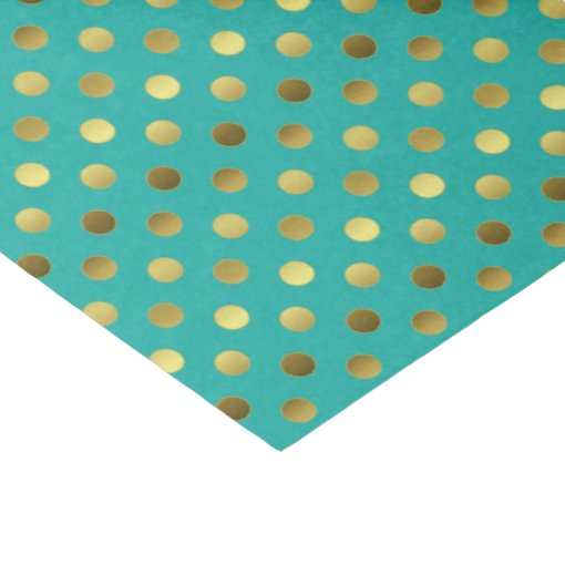 Elegant Aqua and Golden Polka Dot Tissue Paper | Zazzle