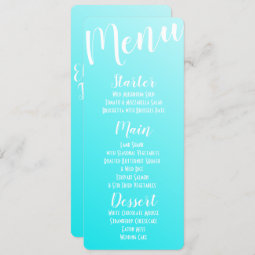Elegant Aqua Blue Menu | Zazzle