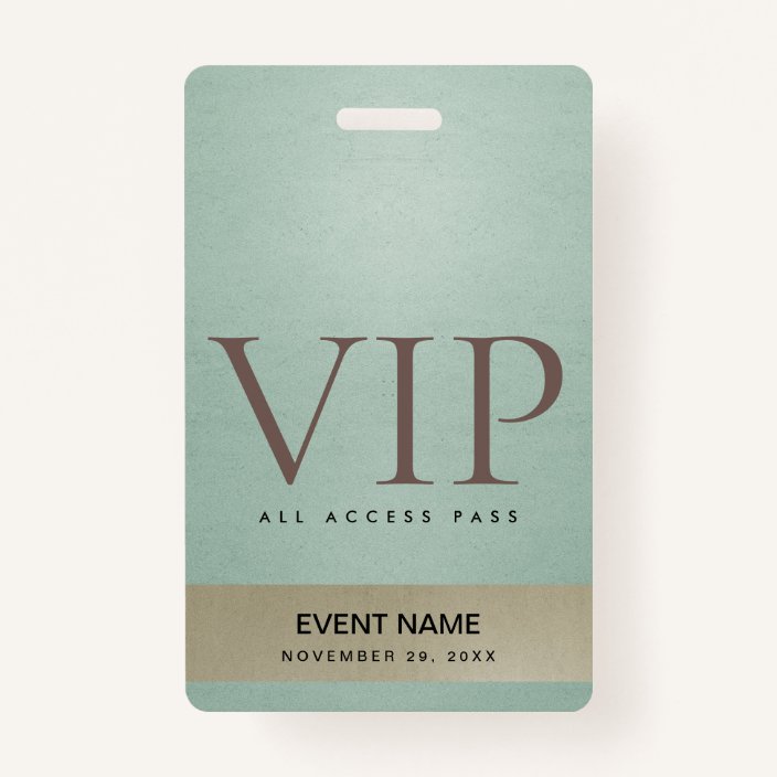 ELEGANT AQUA BLUE PALE GOLD VIP EVENT ACCESS PASS BADGE | Zazzle.com