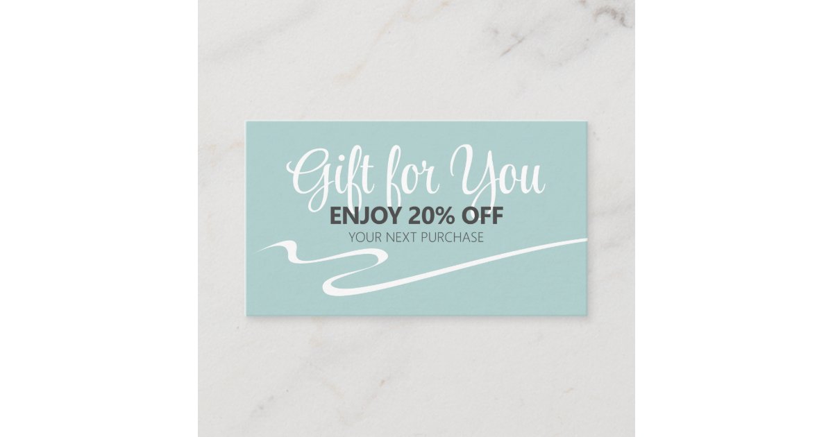 Elegant Aqua Blue Thank You Discount Card | Zazzle