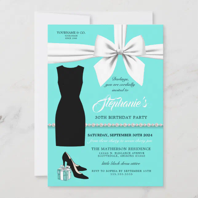 Elegant Aqua Trendy Tiffany Birthday Invitation | Zazzle