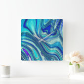 Elegant Aquamarine Paua Rainbow Shell Inspired Square Wall Clock | Zazzle