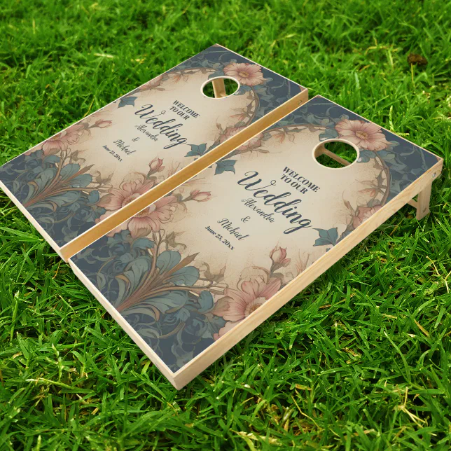 Elegant Arch Art Nouveau Wedding Cornhole Set | Zazzle