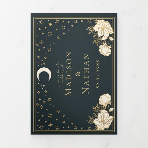 Elegant Arch Art Nouveau Wedding Tri-Fold Invitation | Zazzle