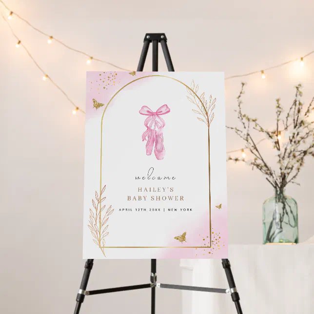 Elegant Arch Ballerina Welcome Sign Baby Shower | Zazzle