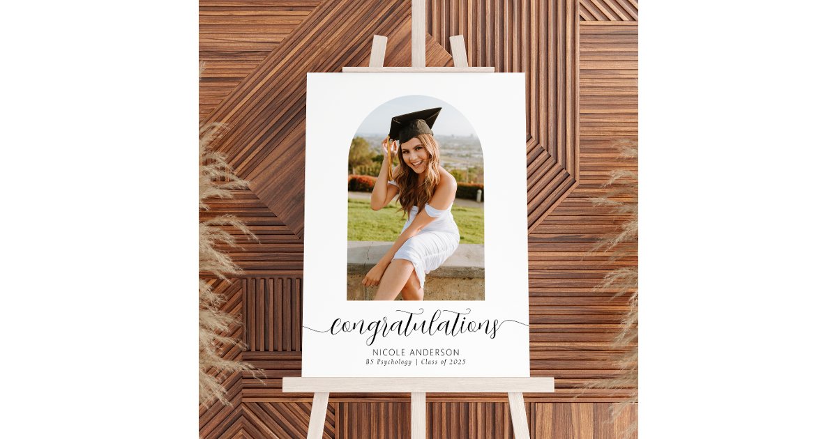 Elegant Arch Graduate Photo Congratulations Banner Foam Board | Zazzle