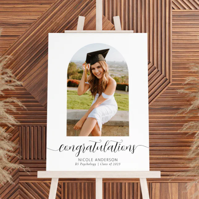 Elegant Arch Graduate Photo Congratulations Banner Foam Board | Zazzle