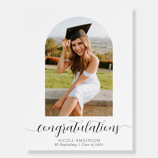 Elegant Arch Graduate Photo Congratulations Banner Foam Board | Zazzle