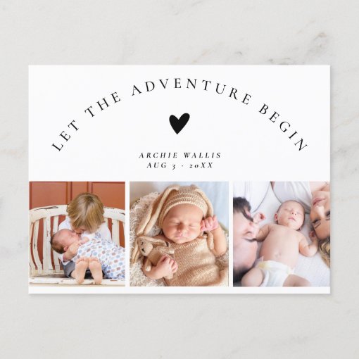 Elegant Arch Minimal Photo Collage Baby Shower Postcard | Zazzle