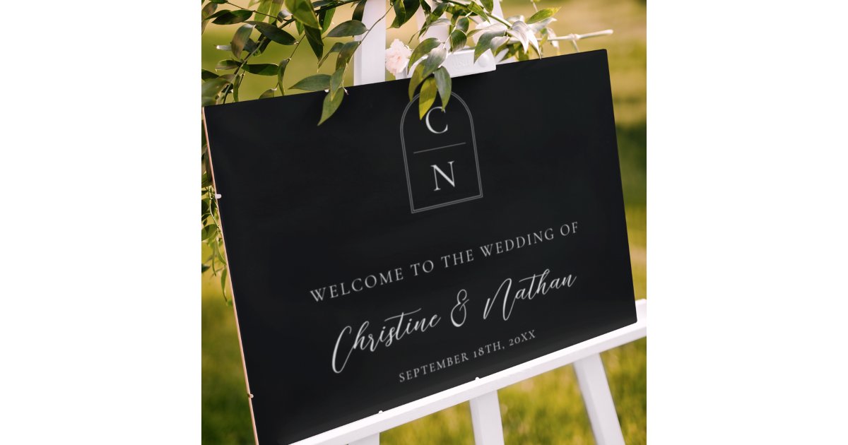 Elegant Arch Monogram Wedding Welcome Sign | Zazzle