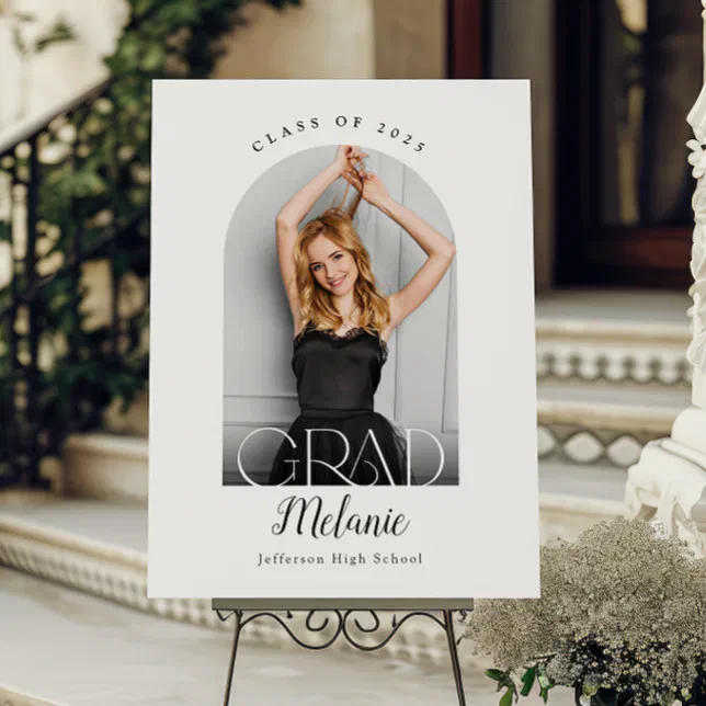 Elegant Arch Photo Grad Party Welcome Sign | Zazzle