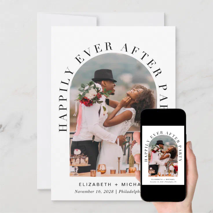 Elegant Arch Photo QR Code Wedding Reception Invitation | Zazzle