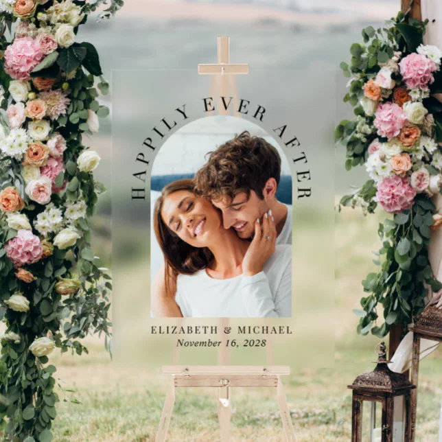 Elegant Arch Photo Wedding Welcome Acrylic Sign | Zazzle